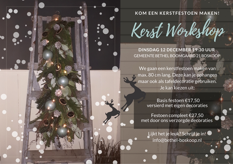 Workshop kerstfestoen - Christengemeente Bethel